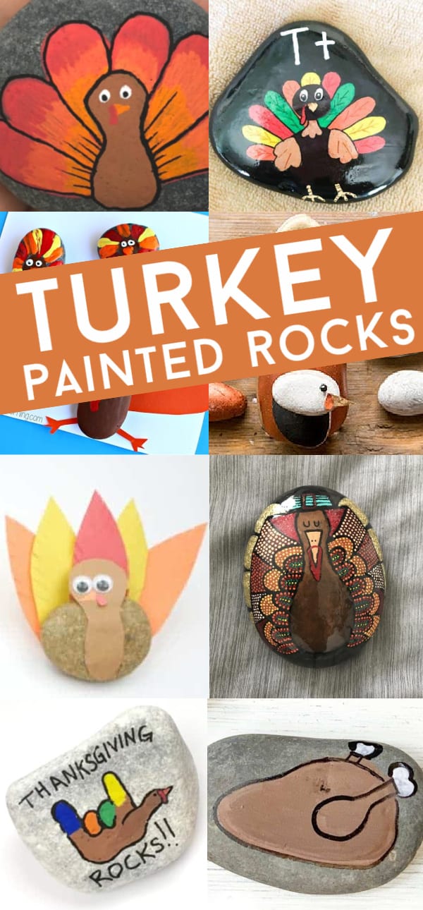 18 easy turkey painted rocks to create this Thanksgiving