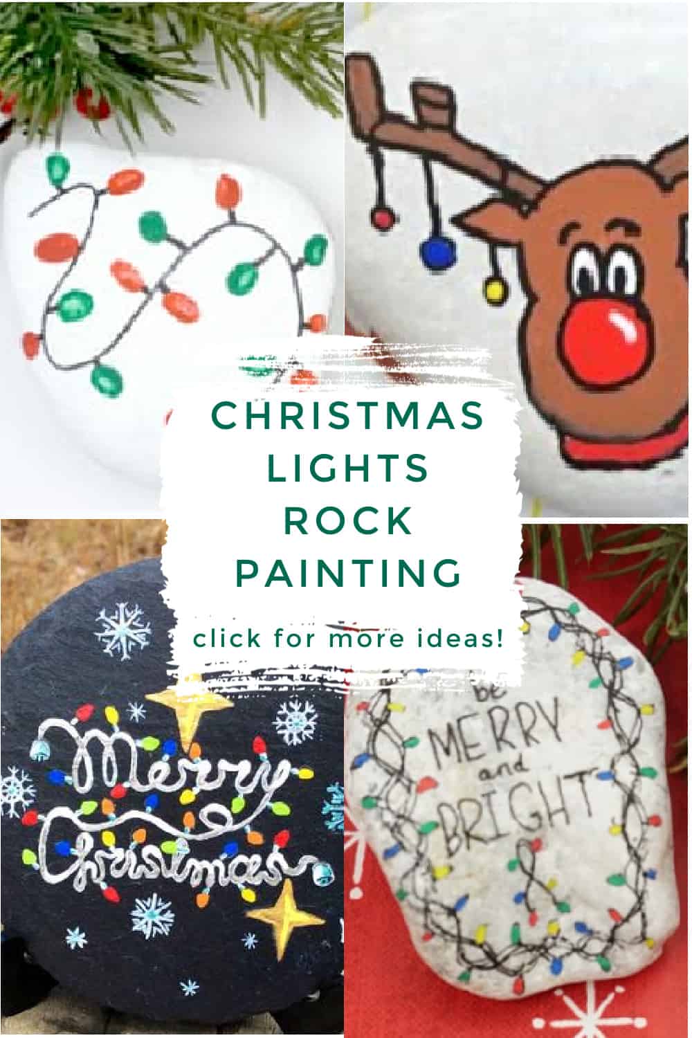 9 easy ideas for Christmas lights painted on rocks - Rock Painting 101