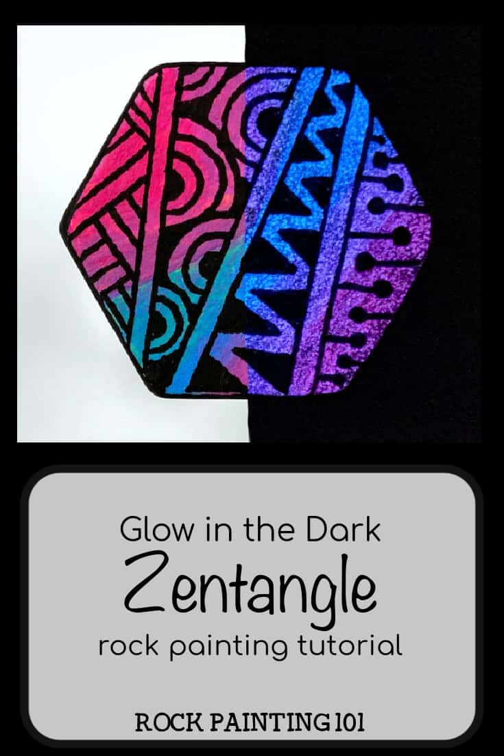 How to make a glowing Zentangle rock using glow in the dark paint