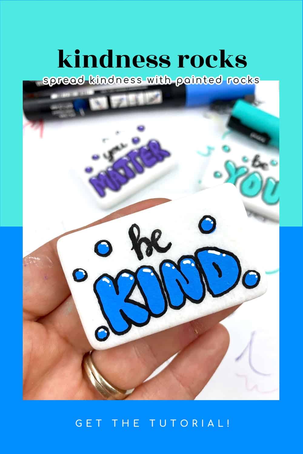 How to Paint Bubble Letter Kindness Rocks - Rock Painting 101