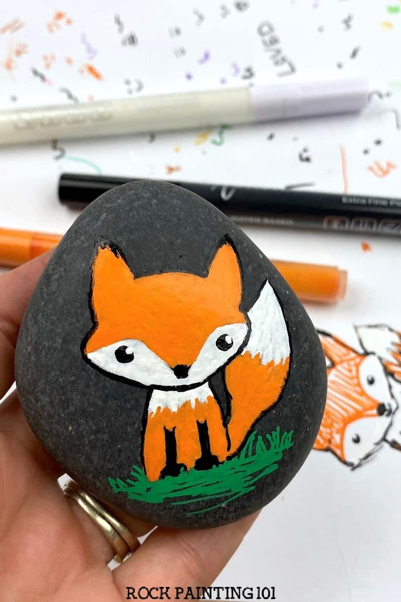 How to Paint A Fox Rock - Rock Painting 101