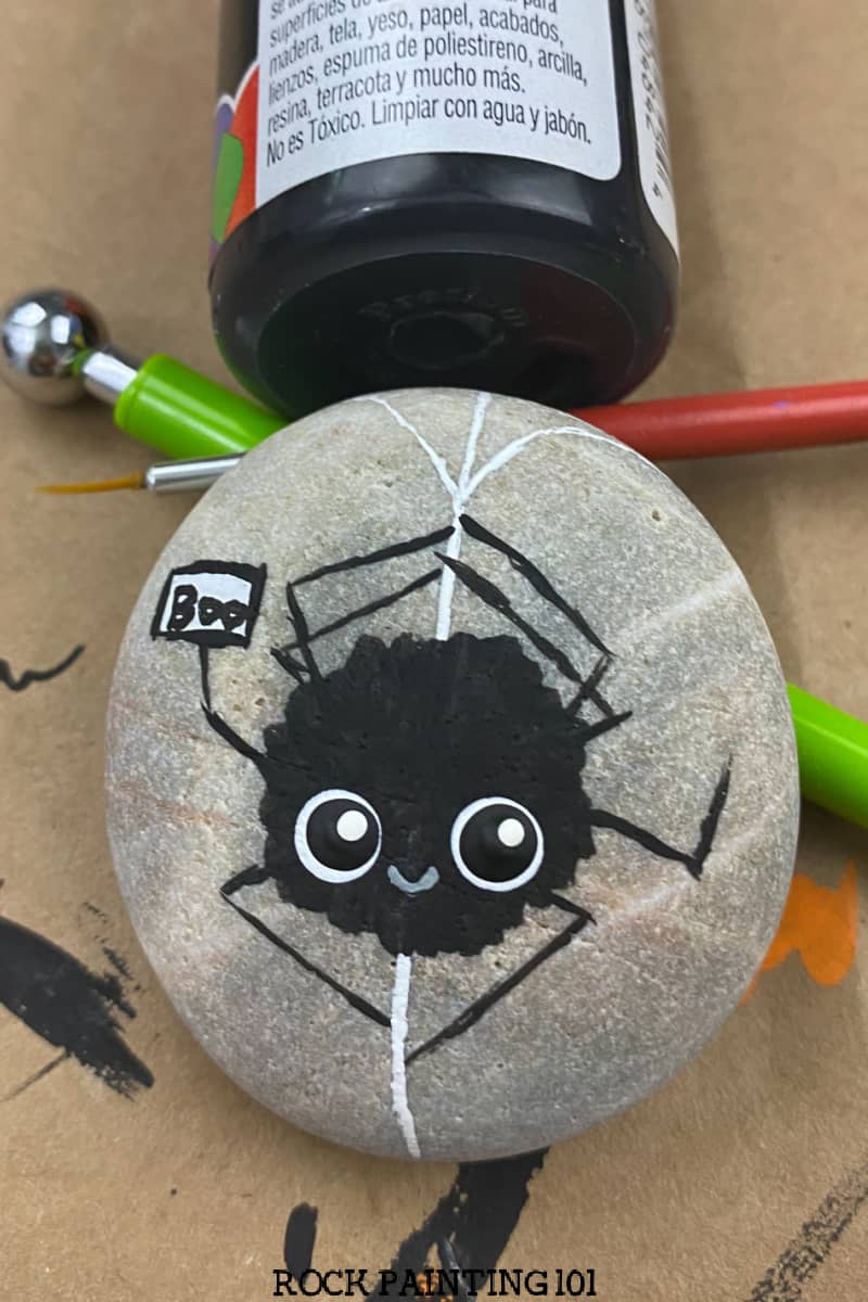 How to Paint a Spider Rock Tutorial for Beginners - Rock Painting 101