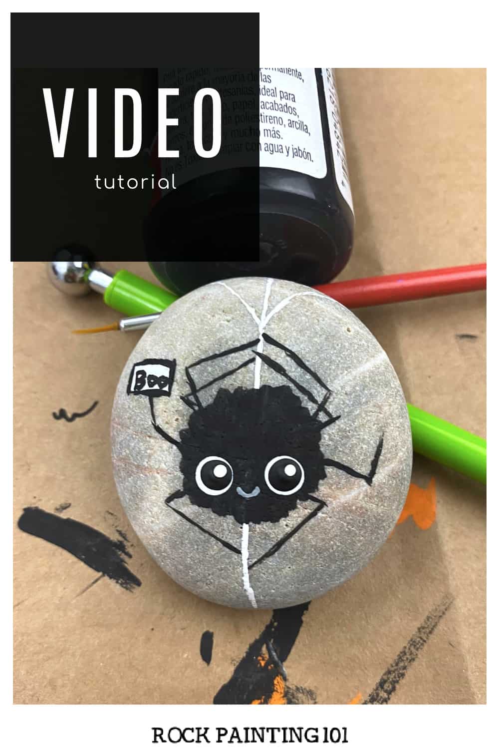 How to Paint a Spider Rock Tutorial for Beginners - Rock Painting 101