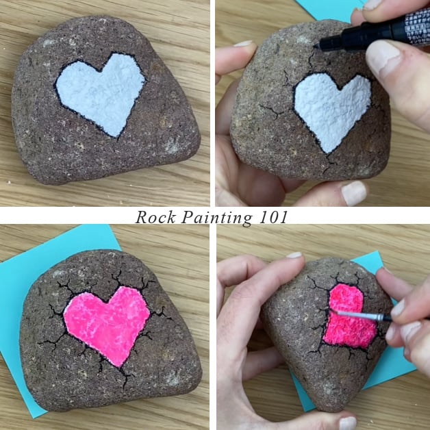 How to Paint a Broken Rock Heart Tutorial - Rock Painting 101