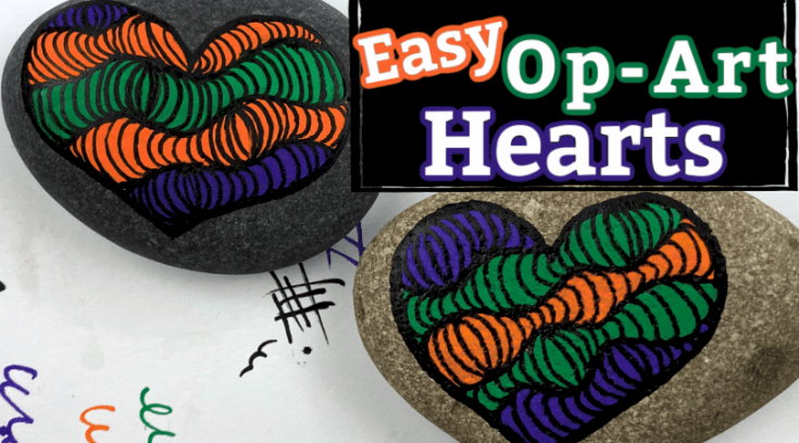 How to Paint an Op-Art Heart Rock - Rock Painting 101