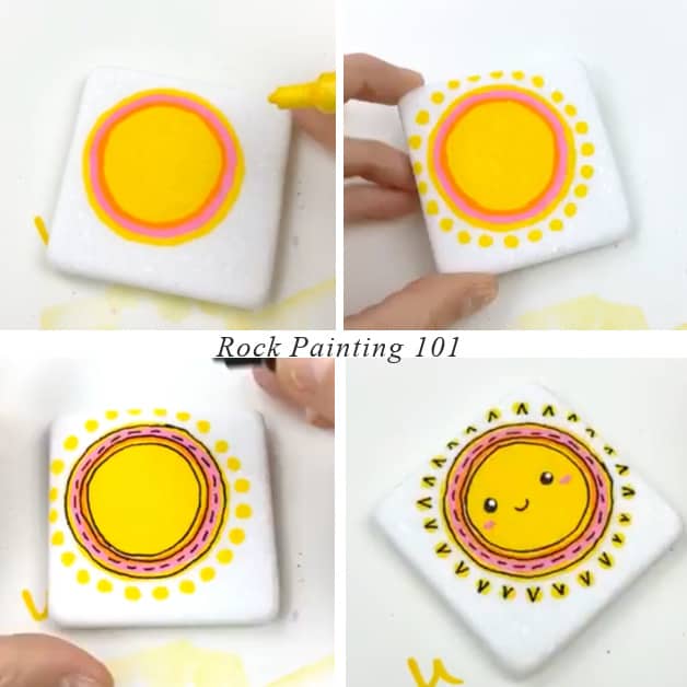 How to Paint a Happy Sun Design on a Rock - Rock Painting 101