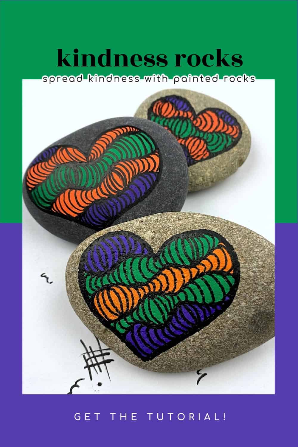 How to Paint an Op-Art Heart Rock - Rock Painting 101