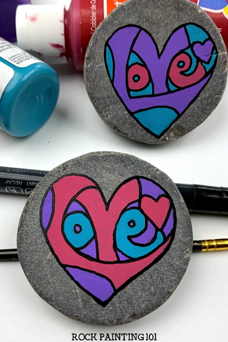 How to Paint a Love Heart Rock - Rock Painting 101