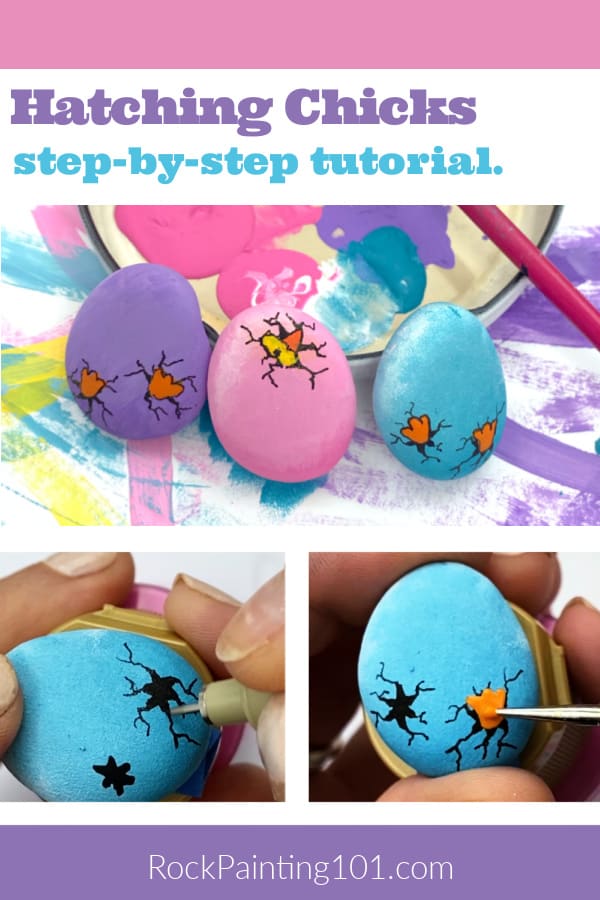 How to Paint Hatching Chicks Easter Eggs - Rock Painting 101