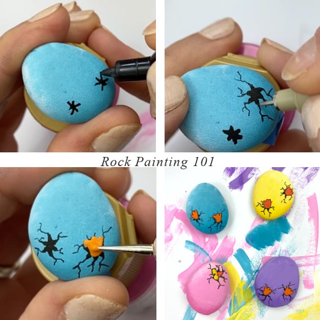 How to Paint Hatching Chicks Easter Eggs - Rock Painting 101