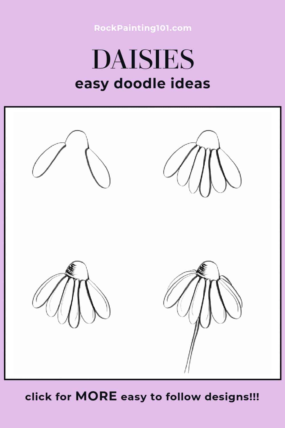 Daisy Drawing - How to Draw a Daisy - 4 Simple Daisy Doodles - Rock ...