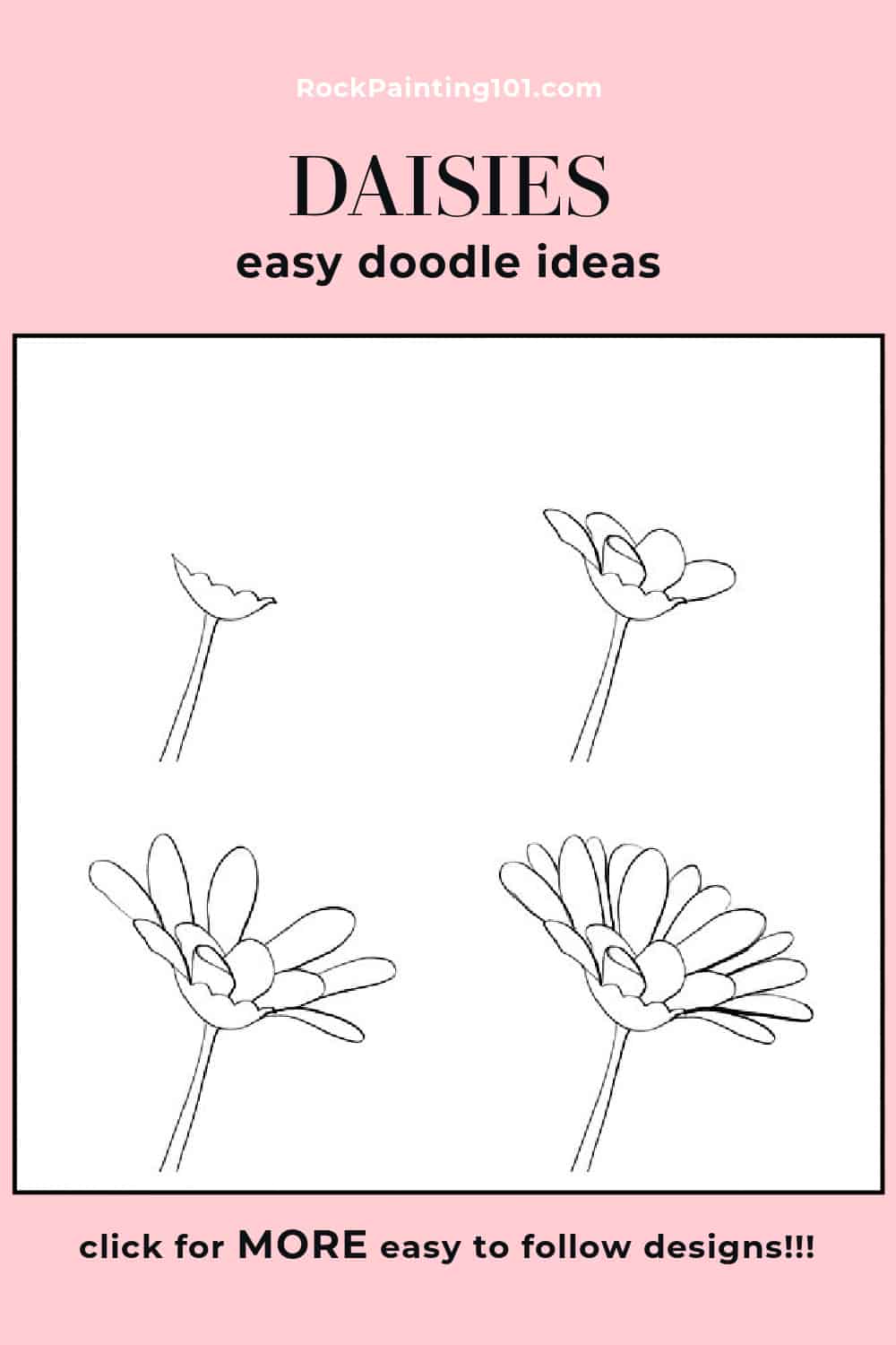 Daisy Drawing - How to Draw a Daisy - 4 Simple Daisy Doodles - Rock ...