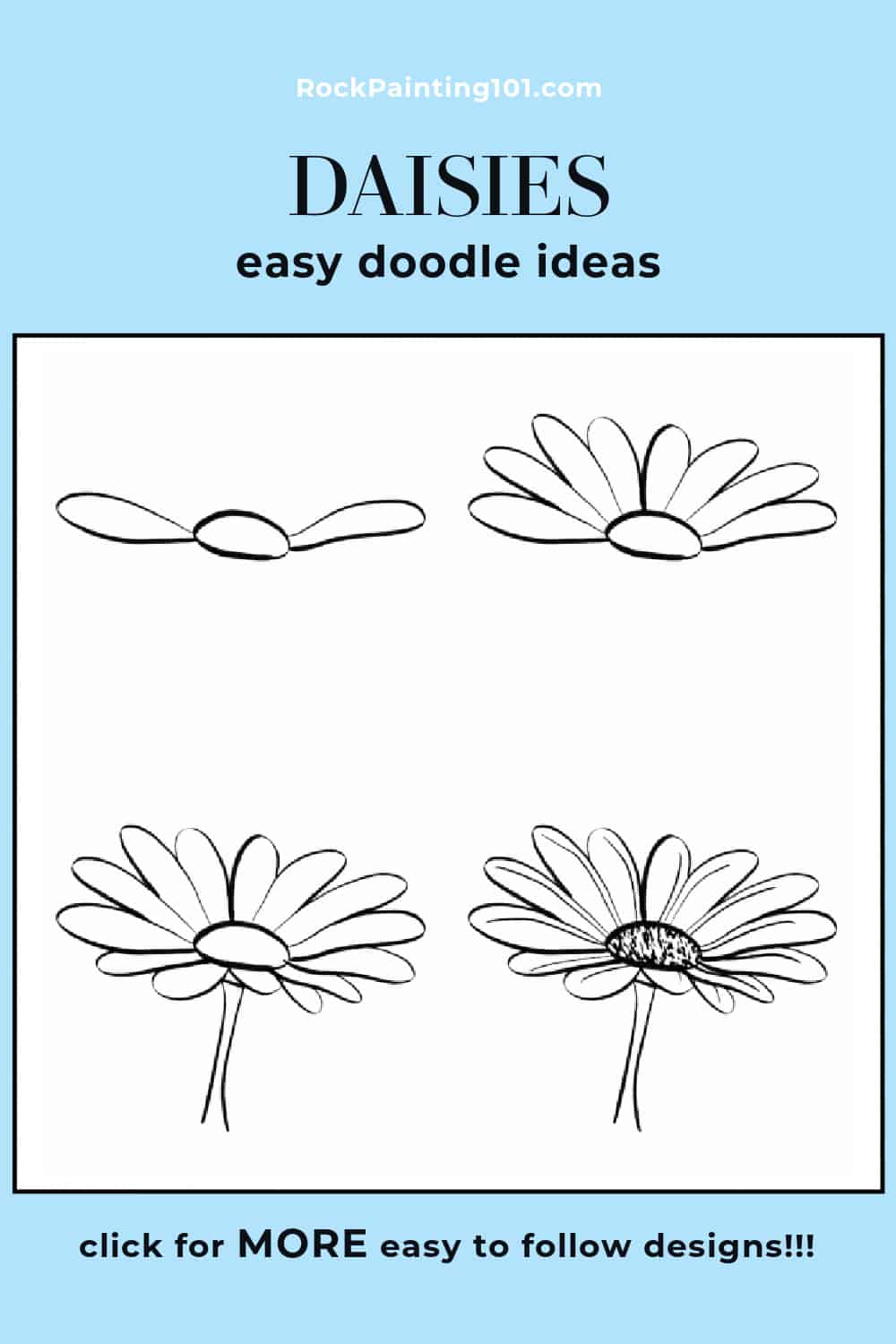 Daisy Drawing - How to Draw a Daisy - 4 Simple Daisy Doodles - Rock ...