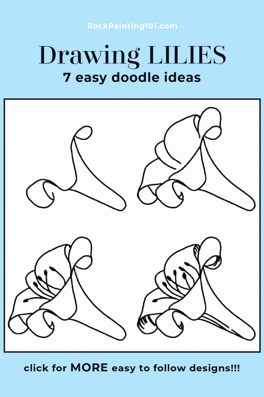 Lily Drawing - How to Draw a Lily Flower 7 Ways - Rock Painting 101