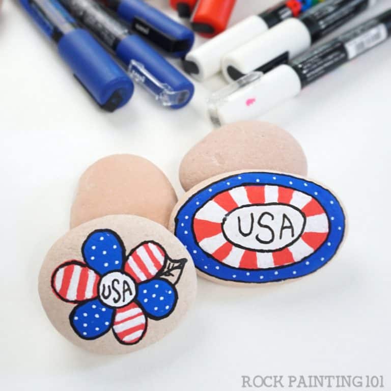 10 Easy Patriotic Painted Rocks to make this summer - Rock Painting 101