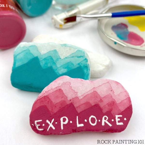 How to Paint Monochromatic Mountains with Acrylic Paint - Rock Painting 101