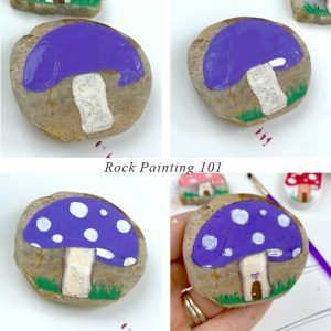 Cute Mushroom House Painting - Mushroom Painting for Beginners - Rock ...
