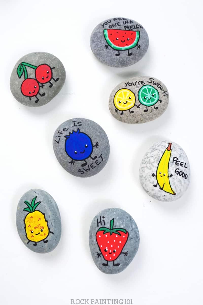 How to Paint Cute Fruit Designs for Beginners - Rock Painting 101