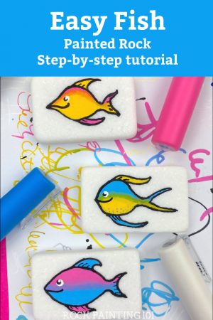 Easy Fish Painting for Beginners with Paint Pens - Rock Painting 101
