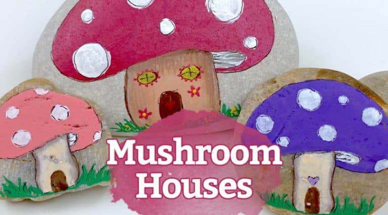 Cute Mushroom House Painting - Mushroom Painting for Beginners - Rock ...
