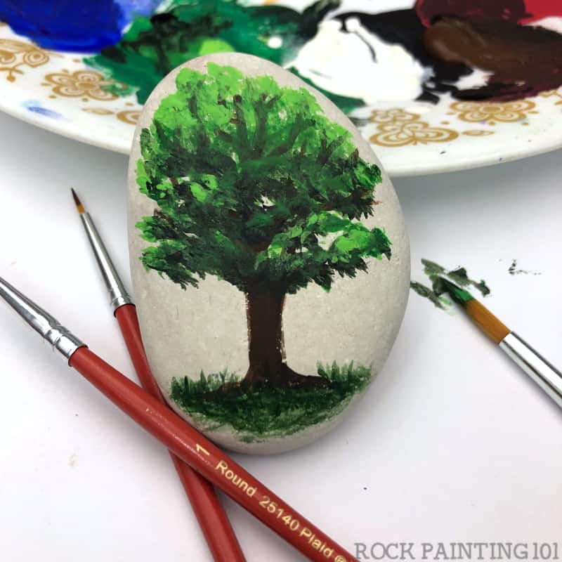 Acrylic Tree Painting Tutorial for Beginners - Rock Painting 101