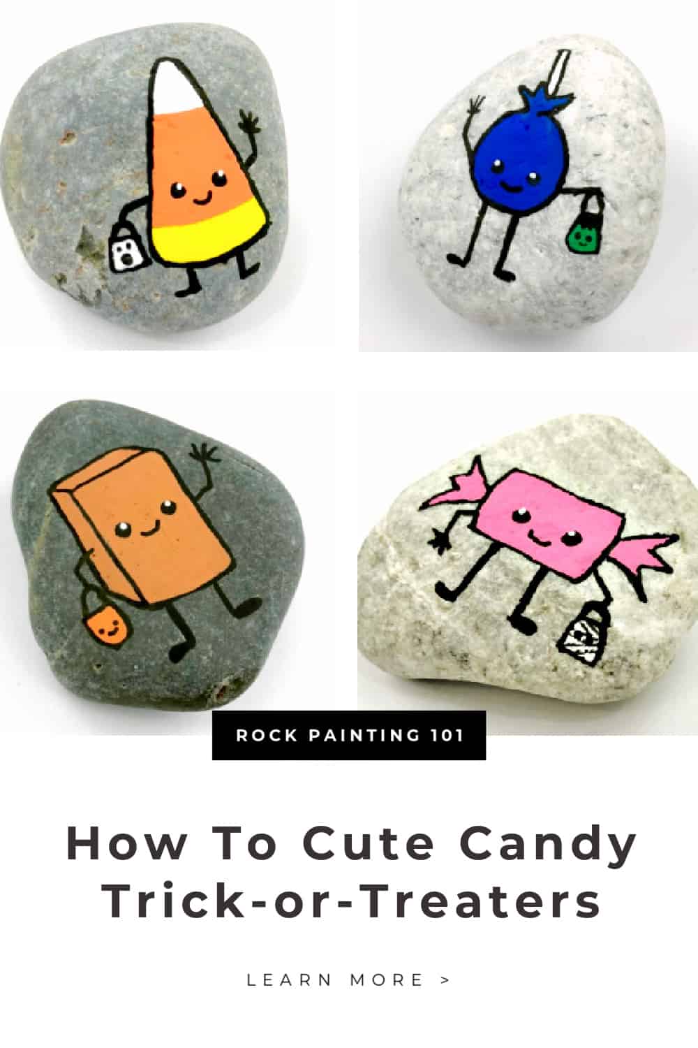 How to Paint Cute Candy Trick or Treat Rocks - Rock Painting 101